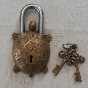 Accents | Vintage Style Brass Heavy Duty Turtle Lock With Keys | Poshmark